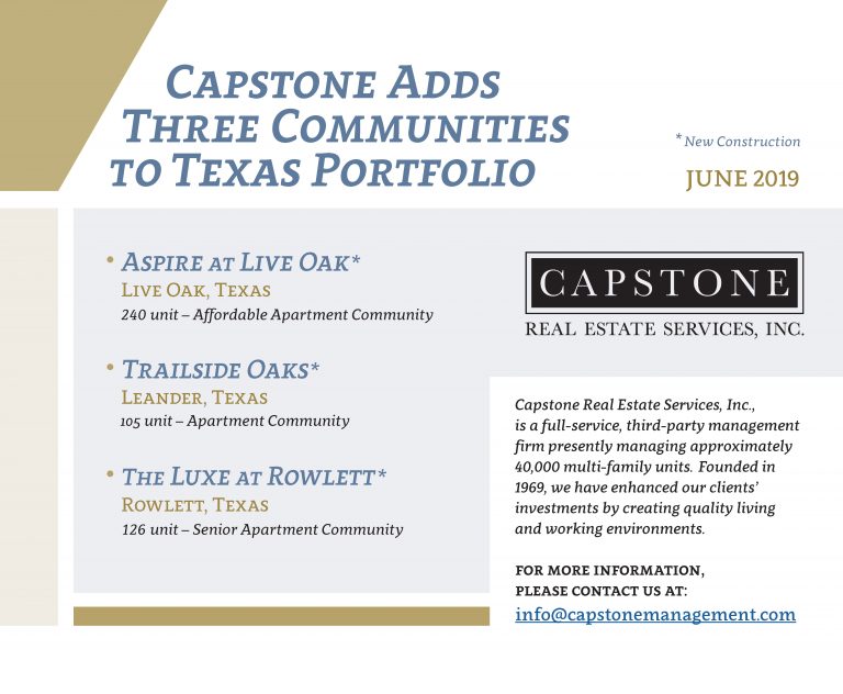 Capstone adds three more communities in June - Capstone Real Estate ...