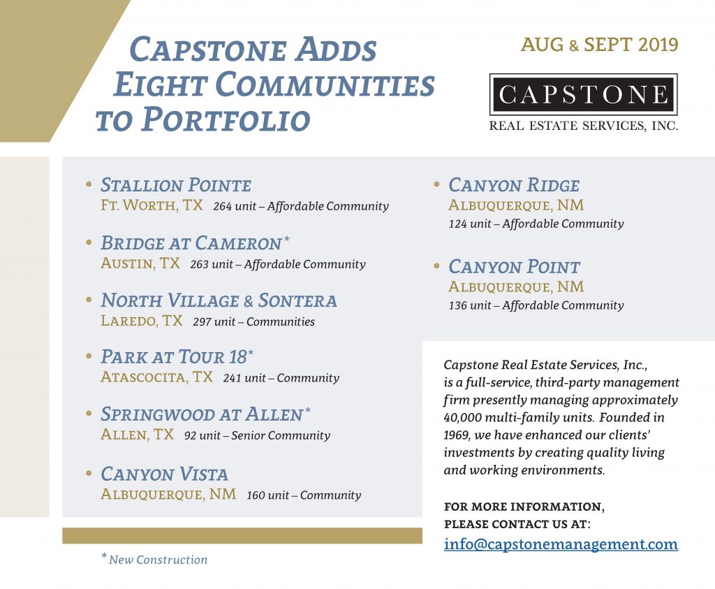 Capstone Awarded Management of Eight Communities - Capstone Real Estate ...