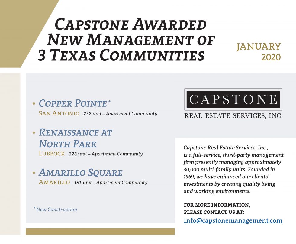 Capstone Awarded Management of Three Communities to start 2020 ...